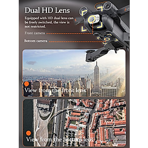 Drone with Camera for Adults Kids, 1080P HD FPV Camera Drones, 90° Adjustable Lens, Gestures Selfie, One Key Start, 360° Flips, 2 Batteries, RC Quadcopter Helicopter Toy Gift for Boys Girls