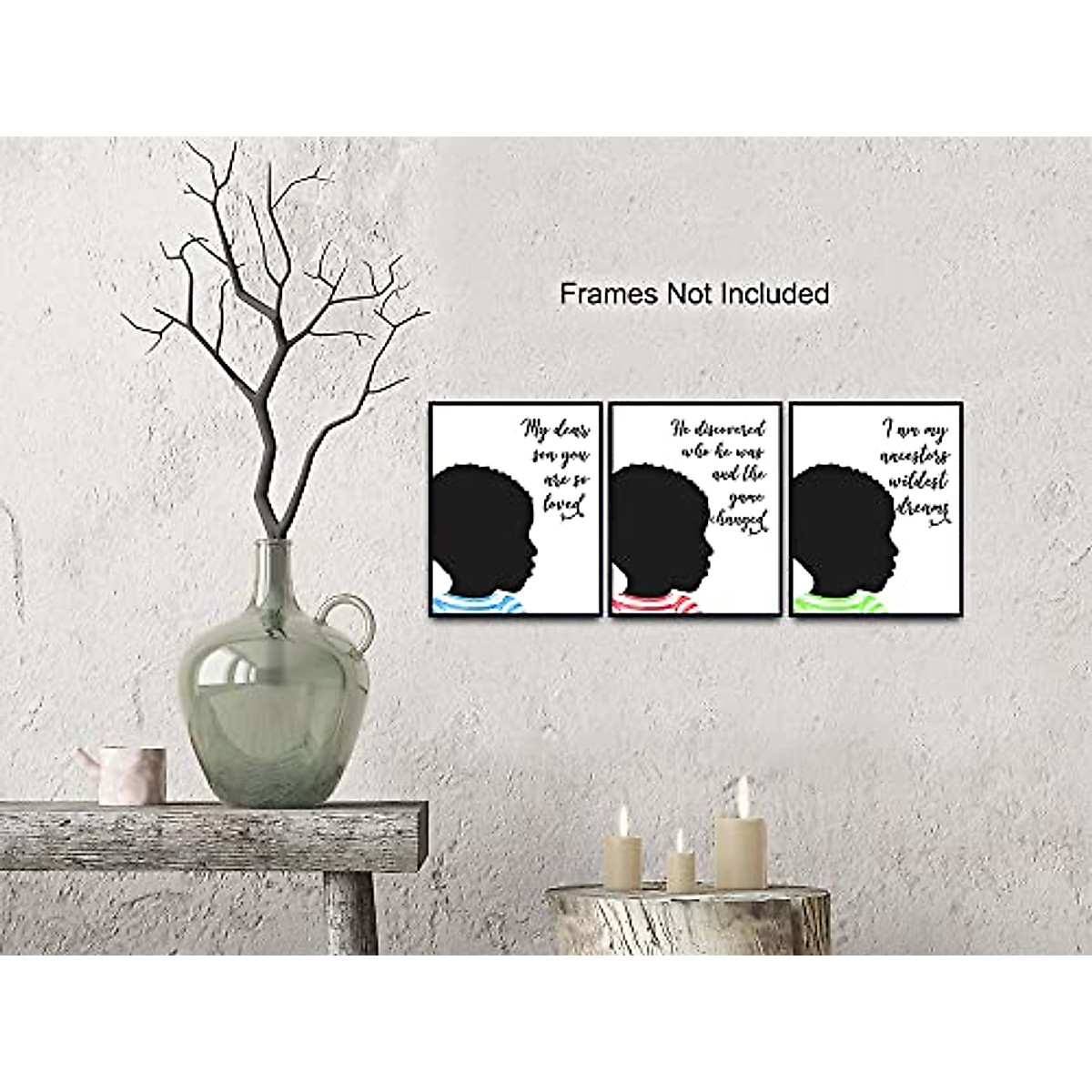 Black African American Boys Bedroom Wall Art - Son Gifts for Boys Room Decor - Inspirational Quotes - Motivational Educational Little Boys, Toddler Boys, Baby Boy, Nursery, Kids Room Decorations Set