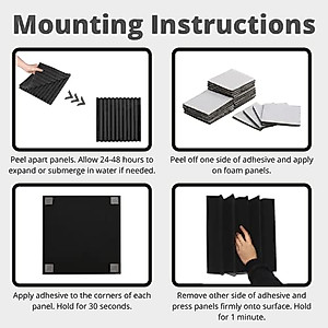 TRUE NORTH Acoustic Foam Panels 12 Pack w/Adhesive - (1"& 2" Thick) Acoustic Panels Sound Absorbing Panel - Sound Panels Noise Reducing For Walls - Sound Foam Panels, Sound Pads For Walls, Noise Foam