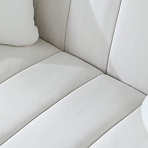 kevinplus 62.6'' Loveseat Chesterfield Sofa Couch for Living Room, Velvet Modern 2-Seat Upholstered Sofa Couch for Apartment Bedroom Dorm Office, Strong Gold Metal Legs, 2 Pillows, White