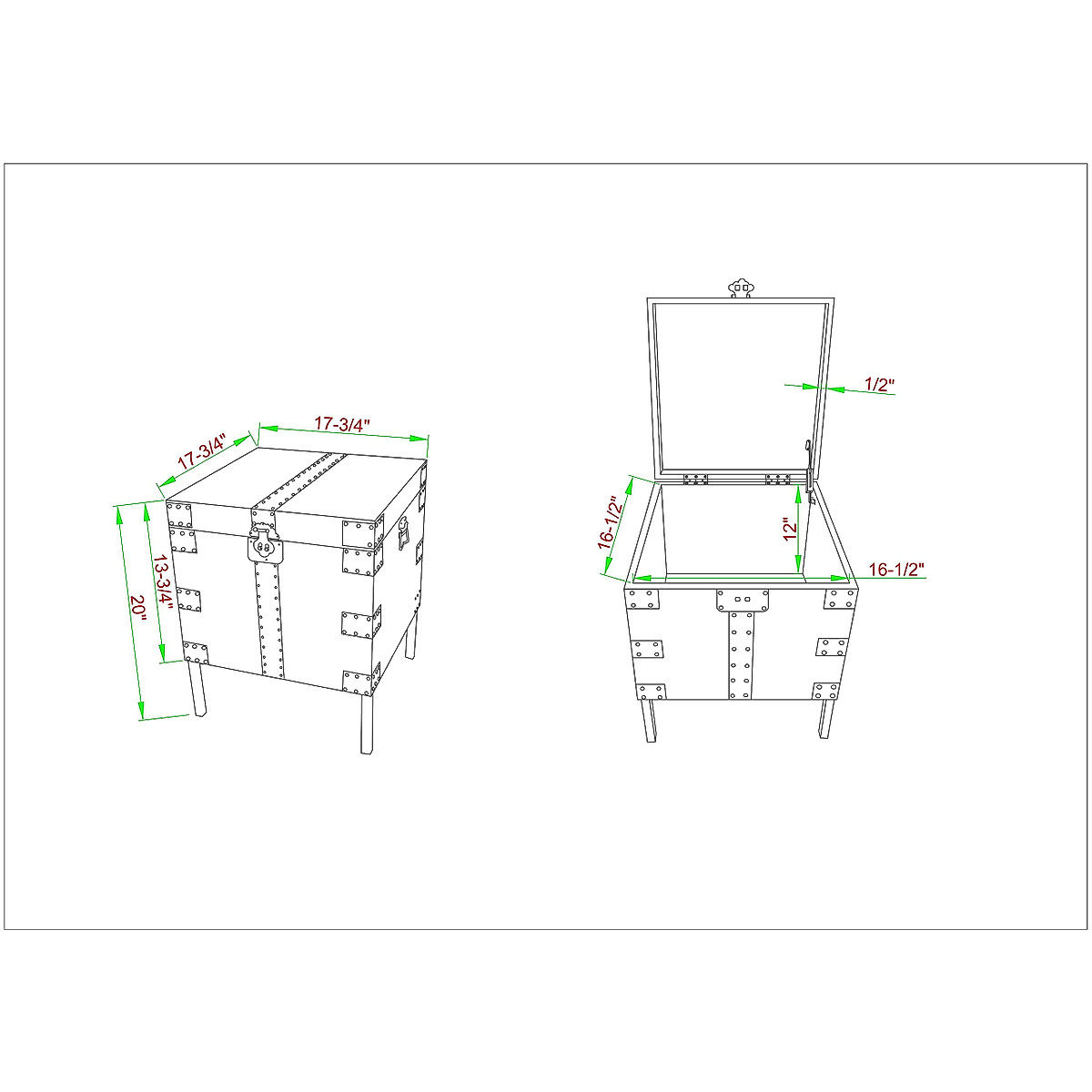NewCosmos Antique Gray Solid Wood Table Set 3-Piece Furniture Ensemble with Storage Trunk & Side Tables - Eco-Friendly, Versatile Home Decor