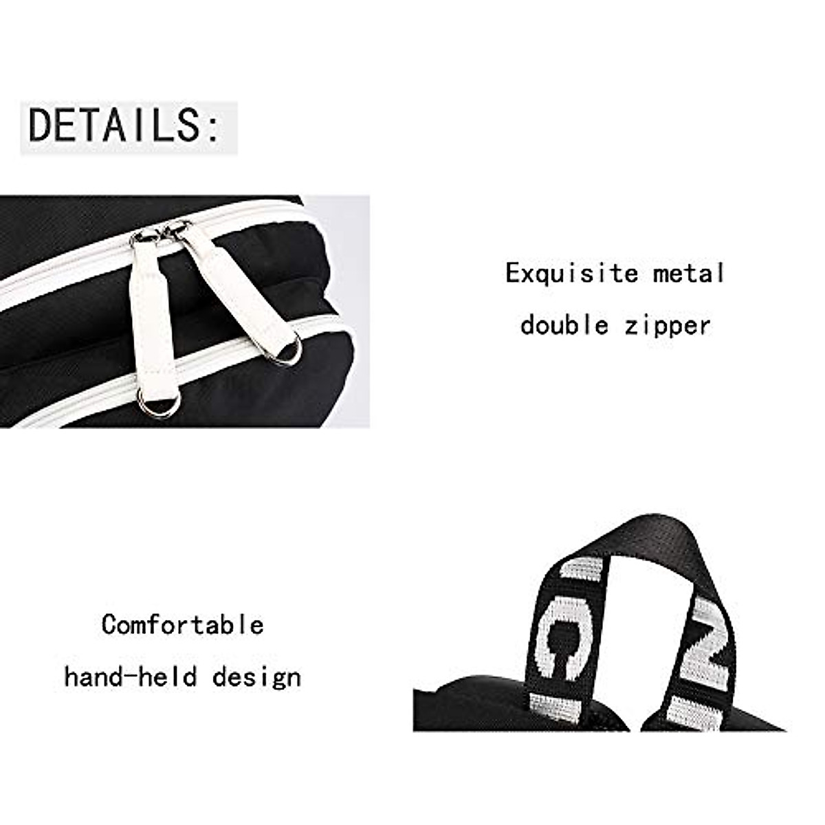 Gmoke Cartoon Canvas Laptop Backpack for Teen, Backpack for Women Men with USB Charging Port. (Black1)