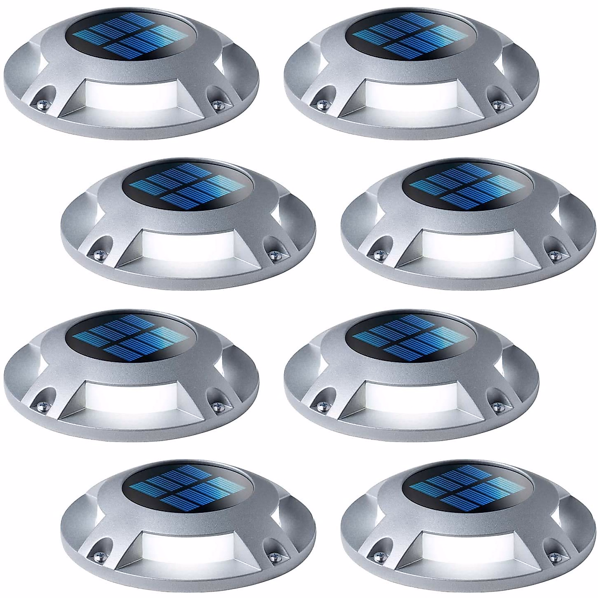Home Zone Security Deck & Stair Solar Light Weatherproof No Wiring Silver (8-Set)