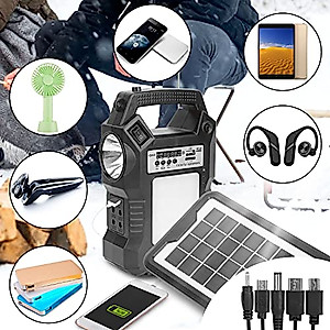 Portable Power Station,Solar Power Bank Generator,Laptop Charger with LED Light(Solar Panel Included) 4500mAh Battery 3 LED Bulbs Fm Radio,for Outdoors Indoor Camping Travel Fishing Emergency Backup