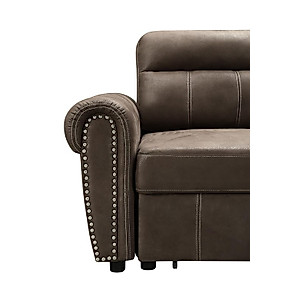 Lilola Home Ashton 96" W Saddle Brown Microfiber Reversible Sleeper Sectional Sofa Chaise