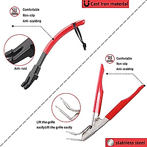 QQPOLE Grill Grate Lifter Gripper Set,Cooking Grid Lifter Grill Accessories,BBQ Lifter Tool for Kamado Joe Big Green Egg ，Easy to Move Grill and Grates