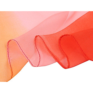 uxcell Long Chiffon Light Wedding Scarf Silky Gradient Color Party Shawl Spring Summer Beach Wrap for Women 63"x19.6" Red Orange Pink
