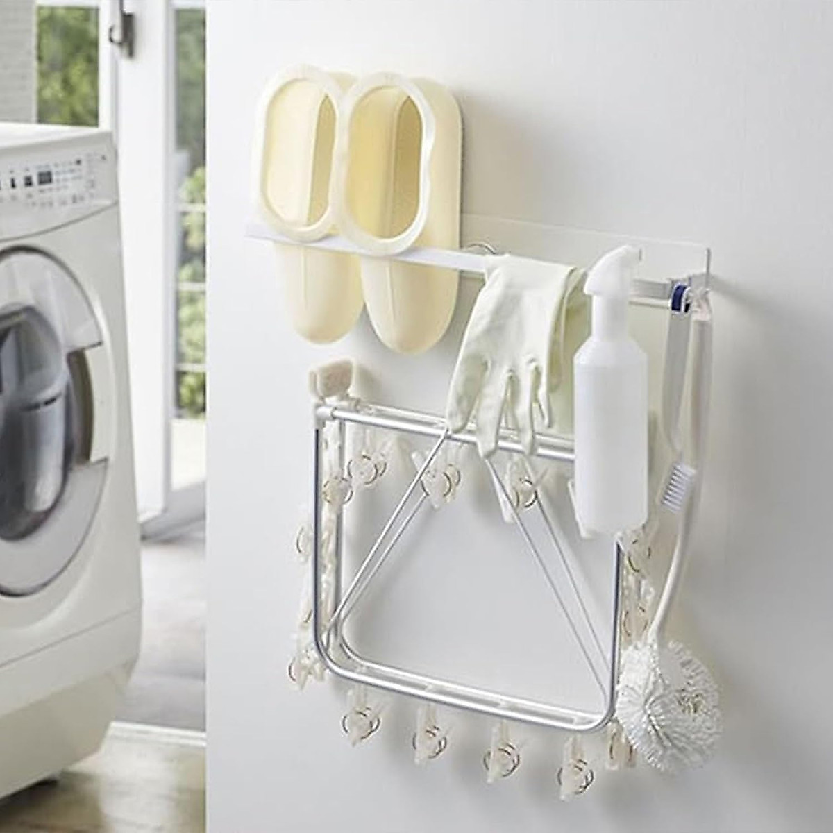 Magnetic Laundry Hanger Rack,Hanger Storage,Magnetic Drying Rack Laundry,Magnetic Hanger Holder for Laundry Room,Magnetic Laundry Hook (Small Black)