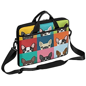 Cute Animal Dogs Laptop Computer Bag Waterproof Shoulder Messenger Bag 13-15 inch Durable Laptop Tote Bag with Shoulder Strap Handle Lightweight Crossbody Briefcase