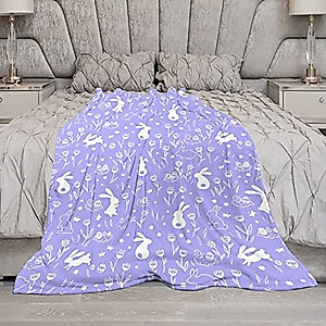 Easter Bunny Blanket Gifts, 40"x50" Rabbits Flannel Fleece Throw Blanket Soft, Lightweight, Comfortable, Warm Bunny Themed Blanket for Adults Kids