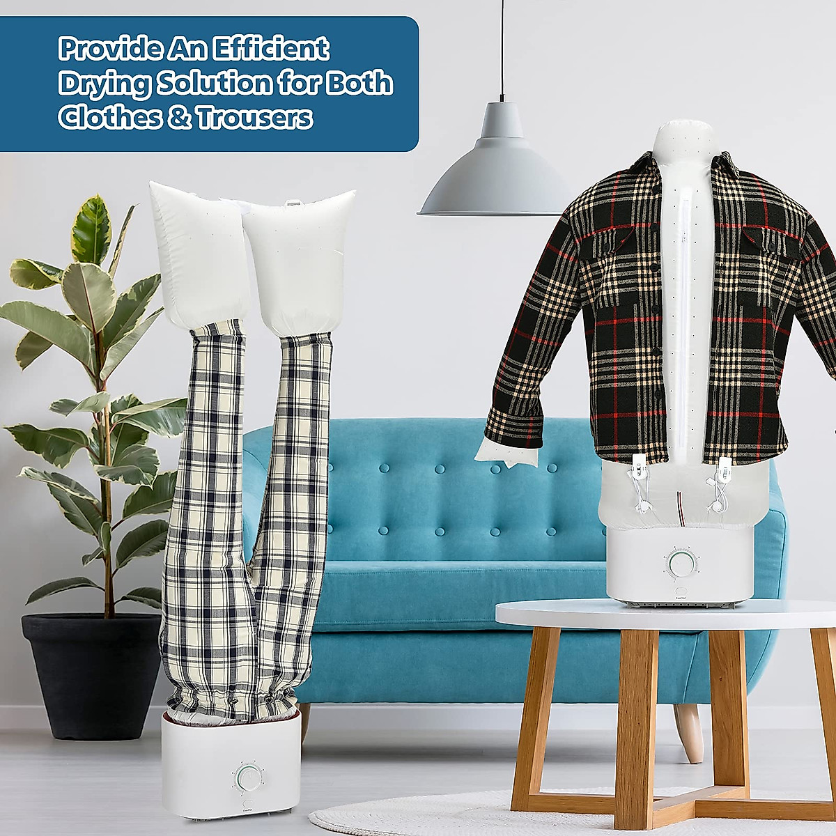 Renatone 1050W Portable Clothes Dryer, Multifunctional Clothes Drying & Ironing Machine w/Timer, Hot/Cold Wind, Automatic Garment Dryer & Iron Rack