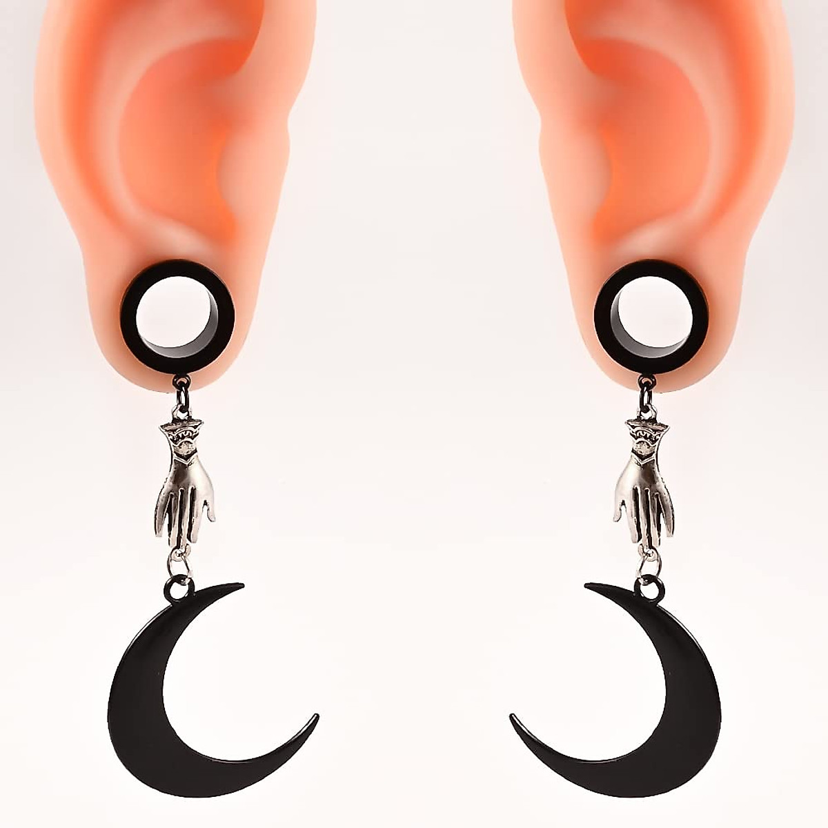 Atomhole 2PCS Ear Gauges Fashion Moon Dangle Ear Plugs Tunnels Hypoallergenic Stainless Steel 0g 2g Ear hangers Expander Stretchers Piercing Body Jewelry
