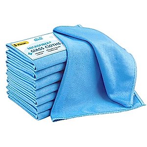 HOMEXCEL 8 Pack Microfiber Glass Cleaning Cloth,Streak Free,Reusable Microfiber Cleaning Cloth 14X16inch,for Cleaning Windows,Glasses,Mirrors,Screens,Stainless Steel and More(Blue