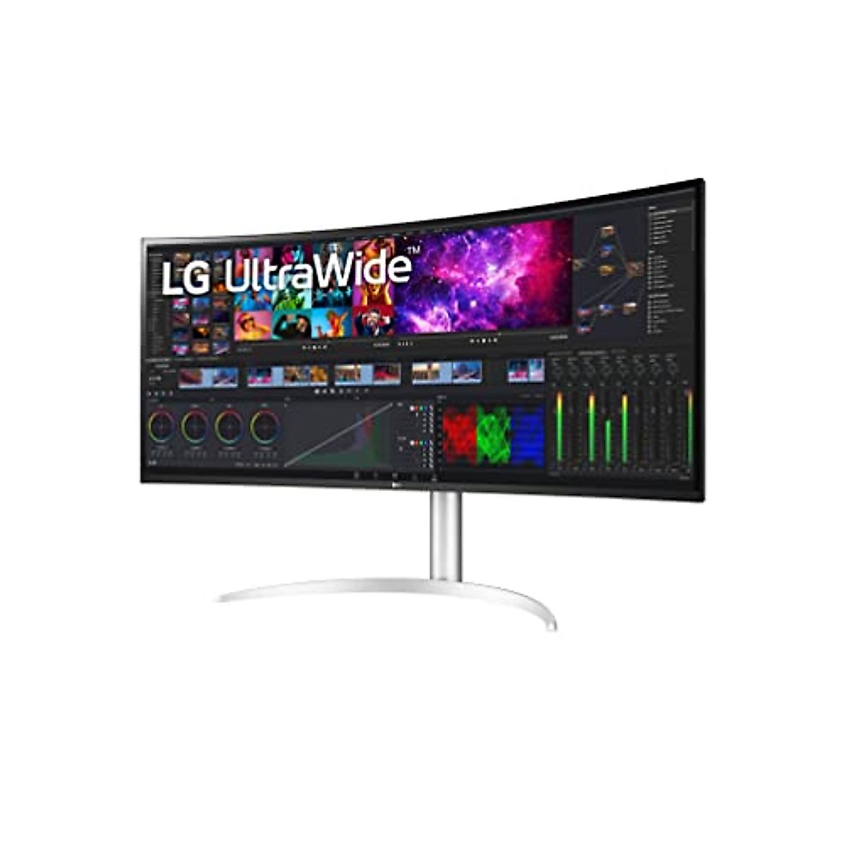 LG 40WP95C-W 40” UltraWide Curved WUHD (5120 x 2160) 5K2K Nano IPS Display, DCI-P3 98% (Typ.) with HDR10, Thunderbolt 4 with 96W PD, 3-Side Virtually Borderless Design Tilt/Height/Swivel Stand