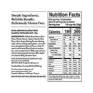 King Arthur Gluten-Free Pancake Mix, Non-GMO Project Verified, Kosher, 15 Ounces, Packaging May Vary