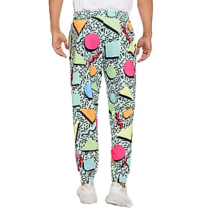 80s 90s Retro Jogger Sweatpants Men's Outfit Track Pants Vintage Workout Pants Costumes for Men & Women (Medium, Teal 80s)