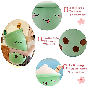 MDXMY Plush Stuffed Bubble Tea Plush Pillow Soft Cute Pearl Milk Tea Hug Toy(Green Cream, 9.8 inches)