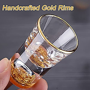 Shot Glasses 0.5oz 6pcs Crystal Shot Glass Set with 24K Gold Leaf Flakes and Golden Rim, Cool Tequila Sshot Glasses for Liquor, Bourbon, Vodka and Whisky, Unique Décor, Collection & Gift (0.5oz)