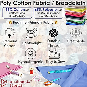 Barcelonetta | Poly Cotton Fabric for Sewing | Broadcloth Fabric | by The Yard | 60" Wide Roll | Lightweight, Breathable | Lining, Home Textile, Skirts, Tote Bags (Pink White Dot, 2 Yard)
