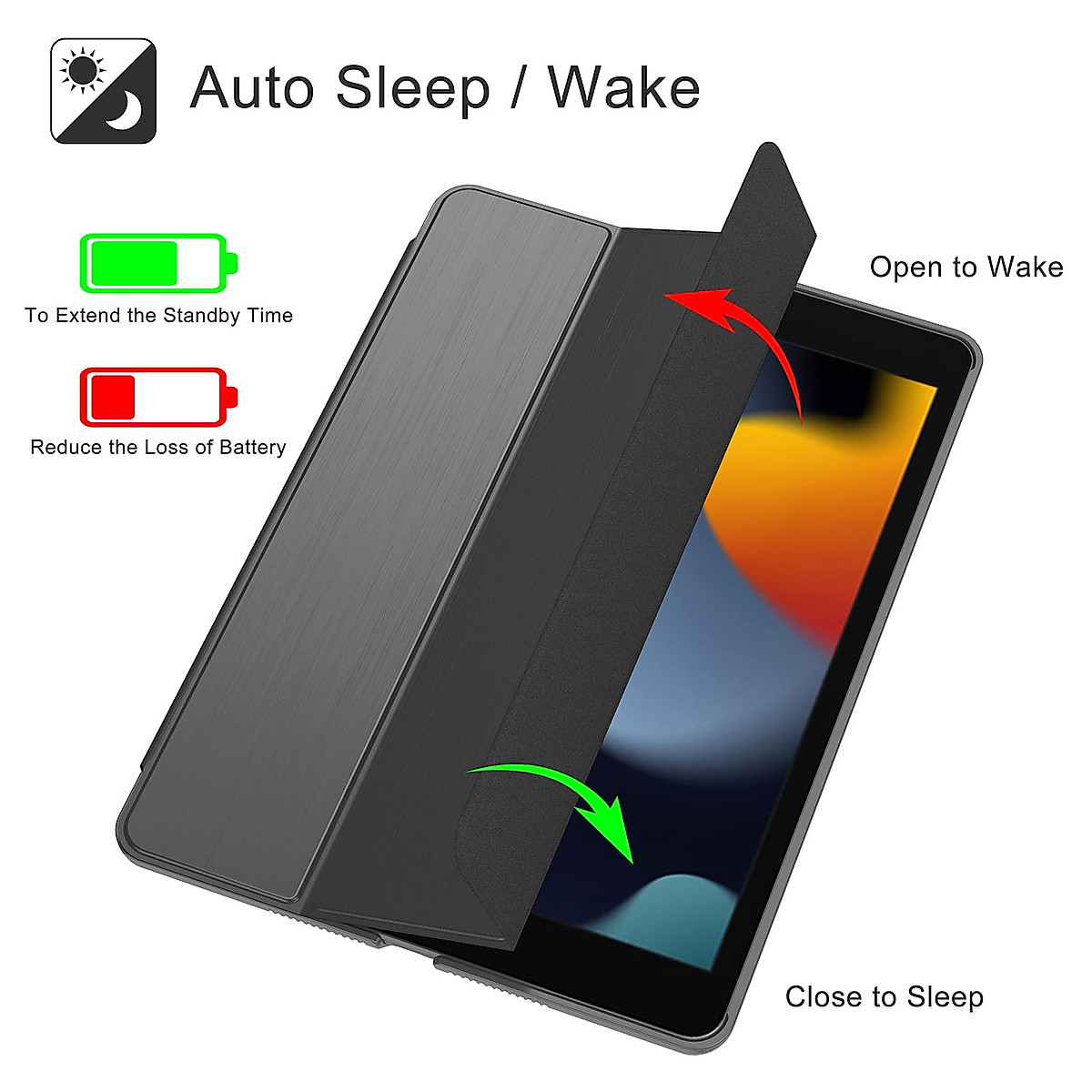 Soke Case for iPad 9th/8th/7th Generation 2021/2020/2019, [Slim Trifold Stand + Auto Wake/Sleep], Premium Protective Hard PC Back Cover for Apple iPad 10.2 Inch (Dark Grey)