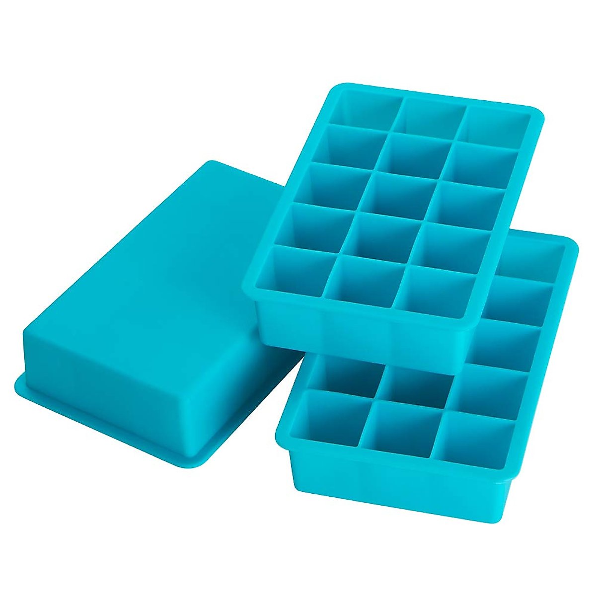 Webake Ice Cube Trays Silicone Ice Cube Molds, 15 Cavity Whisky Ice Cube Tray, Easy Release, BPA Free, Flexible Pack of 3