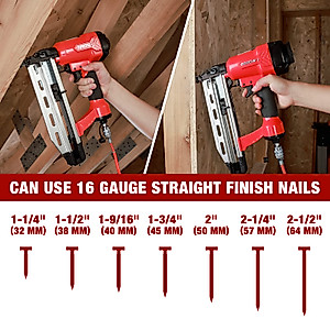Arrow Pneumatic 16 Gauge Finish Nailer with 1000 Pcs Nails, 16 GA Professional Straight Nail Gun Kit, Oil-free Design, Depth Adjustable, Dryfire-lockout, Fits 1-1/4-Inch to 2-1/2-Inch Finish Nails