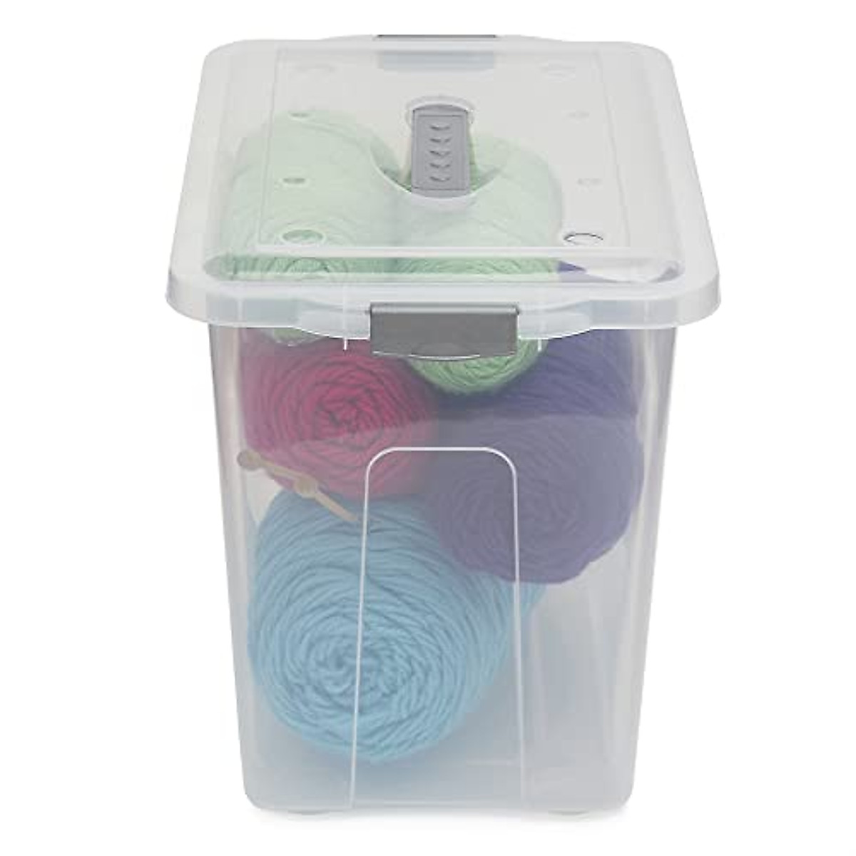 Home Basics Plastic Storage Box With Handle, Clear | Locking Tabs | Stackable Storage | Easily See Contents (23.5 Liter)