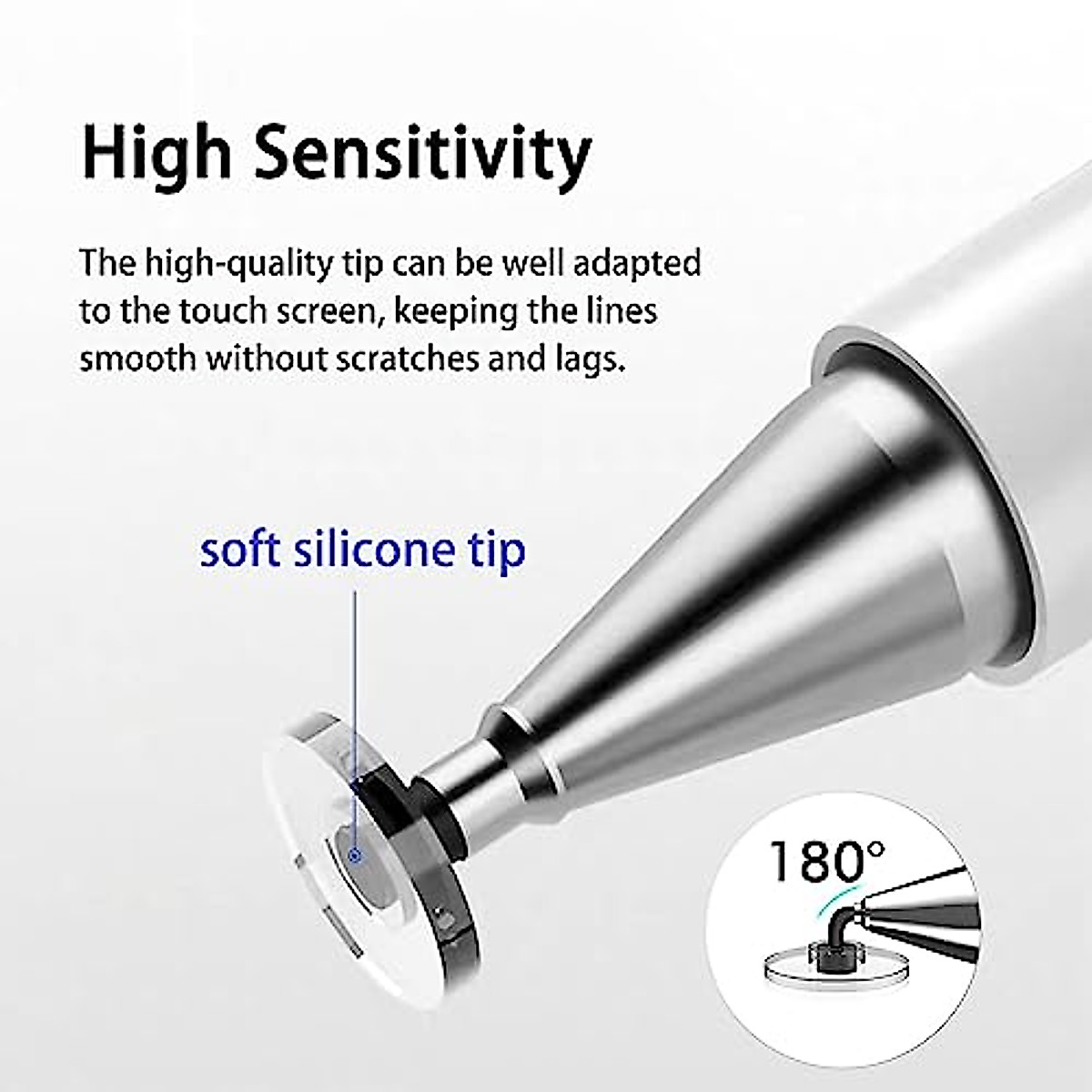 Stylus Pens for Touch Screens (2 Pcs), 2 in 1 Magnetic Disc & Fiber Tip Stylus Pen for iPad with Magnetic Cap, Compatible with All Touch Screens - Free Replacement Disc Tips, Black and White