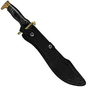 White Deer Ranger Bowie Knife, 11" Damascus Blade, Wood Handle, Sheath