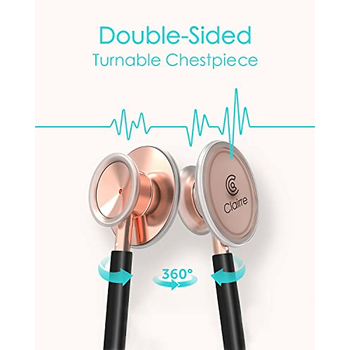 Clairre Rose Gold Stethoscope Gift for Nurses, Doctors and Medical Students, Dual Head for Home Health Use Nurses Week Gift