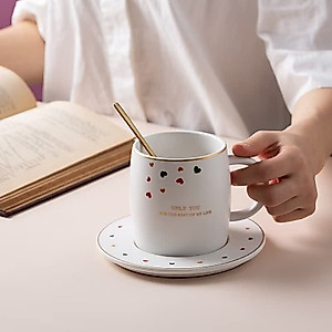 Namyuk 14 Oz Fine China Tea Cup Coffee Cup with Spoon and Saucer Set, Espresso Cups Coffee Mugs Tableware