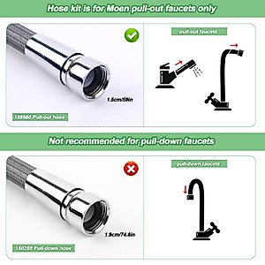 Kitchen Faucet Hose Replacement, 59.06 Inch Kitchen Sink Pull Out Faucet Hose 159560 Replacement Hose Compatible with Moen Pull Out Faucet