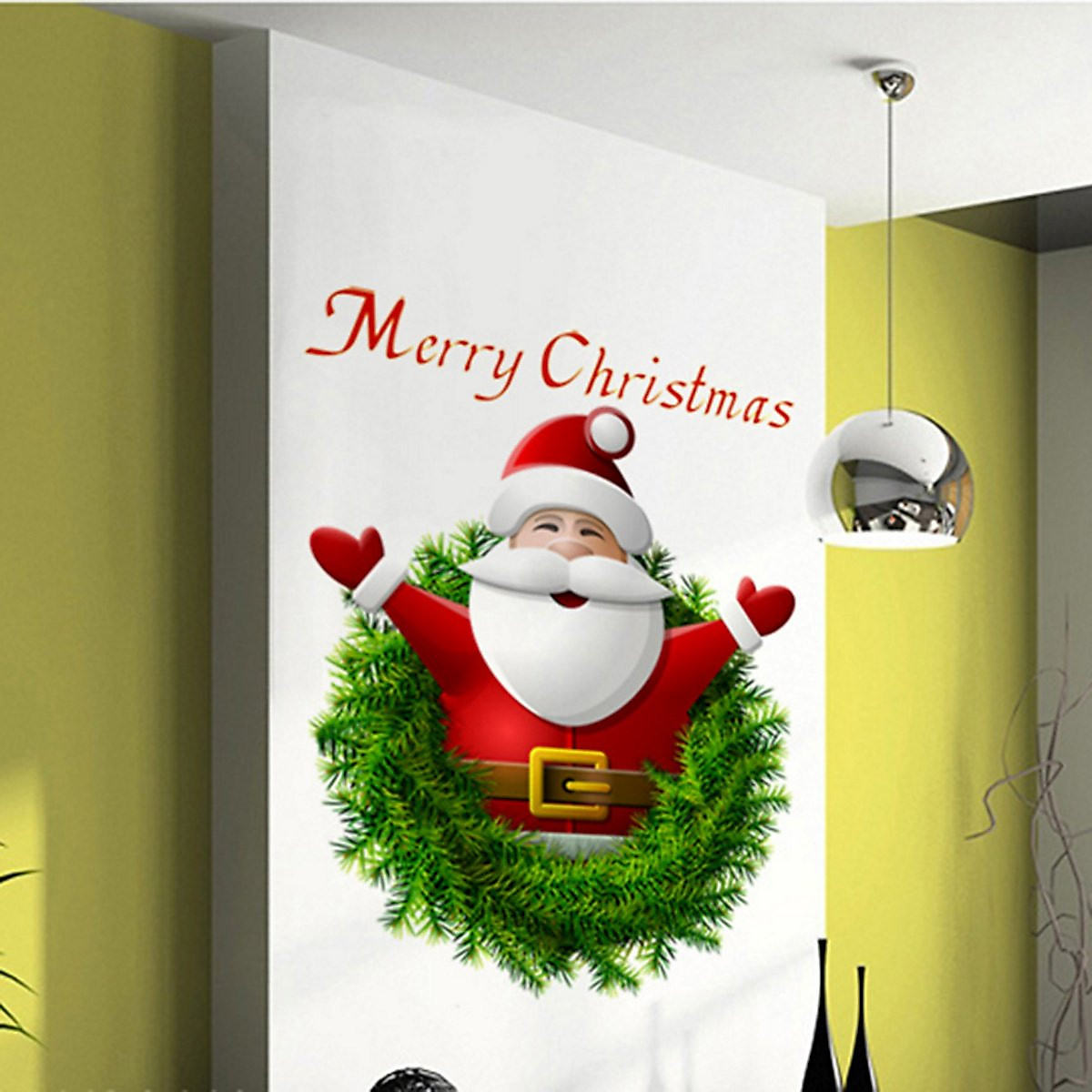 2 Pcs Christmas Windows Stickers Wall Stickers, 3D Santa Claus Merry Christmas Decoration Removable Wall Sticker Festive Children Decor Holiday Door Window Decoration