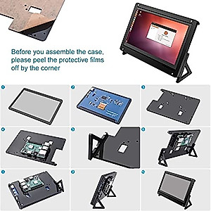 UXZDX CUJUX 7 Inch LCD Acrylic Bracket Case Contact Screen Case Holder Bracket for Raspberry Pi 3 Model B+