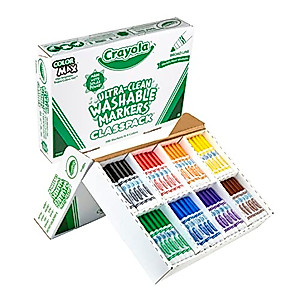 Crayola Broad Line Washable Markers - 200ct (8 Assorted Colors), Kids Bulk Classroom Markers, Back to School Supplies for Teachers, Ages 3+