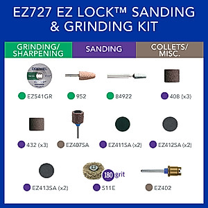 Dremel EZ727-01 EZ Lock Sanding & Grinding Rotary Tool Accessories Kit, 18-Piece Assorted Set - Perfect for Detail Sanding and Sharpening