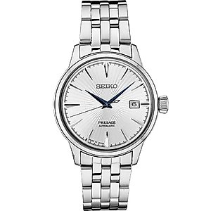 SEIKO SRPB77 Watch for Men - Presage Collection - Stainless Steel Case and Bracelet, White Dial
