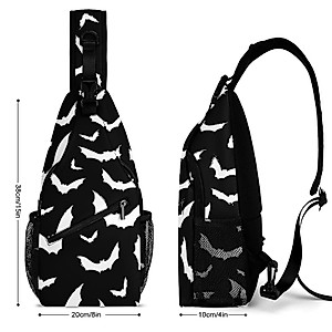 Halloween Pattern with Flying Bats Sling Backpack Chest Bag Crossbody Shoulder Bag Gym Cycling Travel Hiking Daypack For Men Women