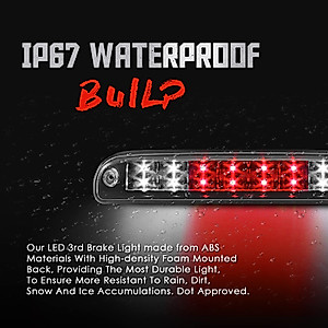 Replacement for Ford F-250 F-350 F-450 F-550 Super Duty 1999-2016 /Ford Ranger 1993-2011 Clear Lens Black Housing Tail High Mount 3rd Third Brake Light Cargo Lamp Waterproof