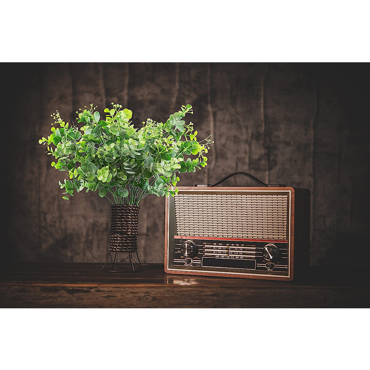 Season’s Need Decor 2 Bundles Artificial Boxwood Shrubs - Eucalyptus Greenery Stems - Fake Plants for Garden Home Porch Patio Window Box Bedroom Décor - Artificial Eucalyptus 15inches (Green)