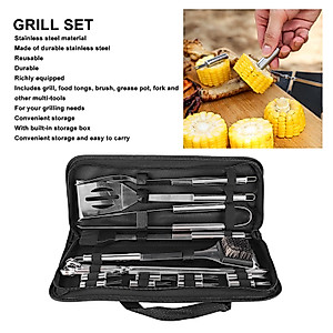 20pcs BBQ Grill Set Professional Stainless Steel Tongs Spatula Fork Brush Barbecue Tool Set for Outdoor Camping Travel