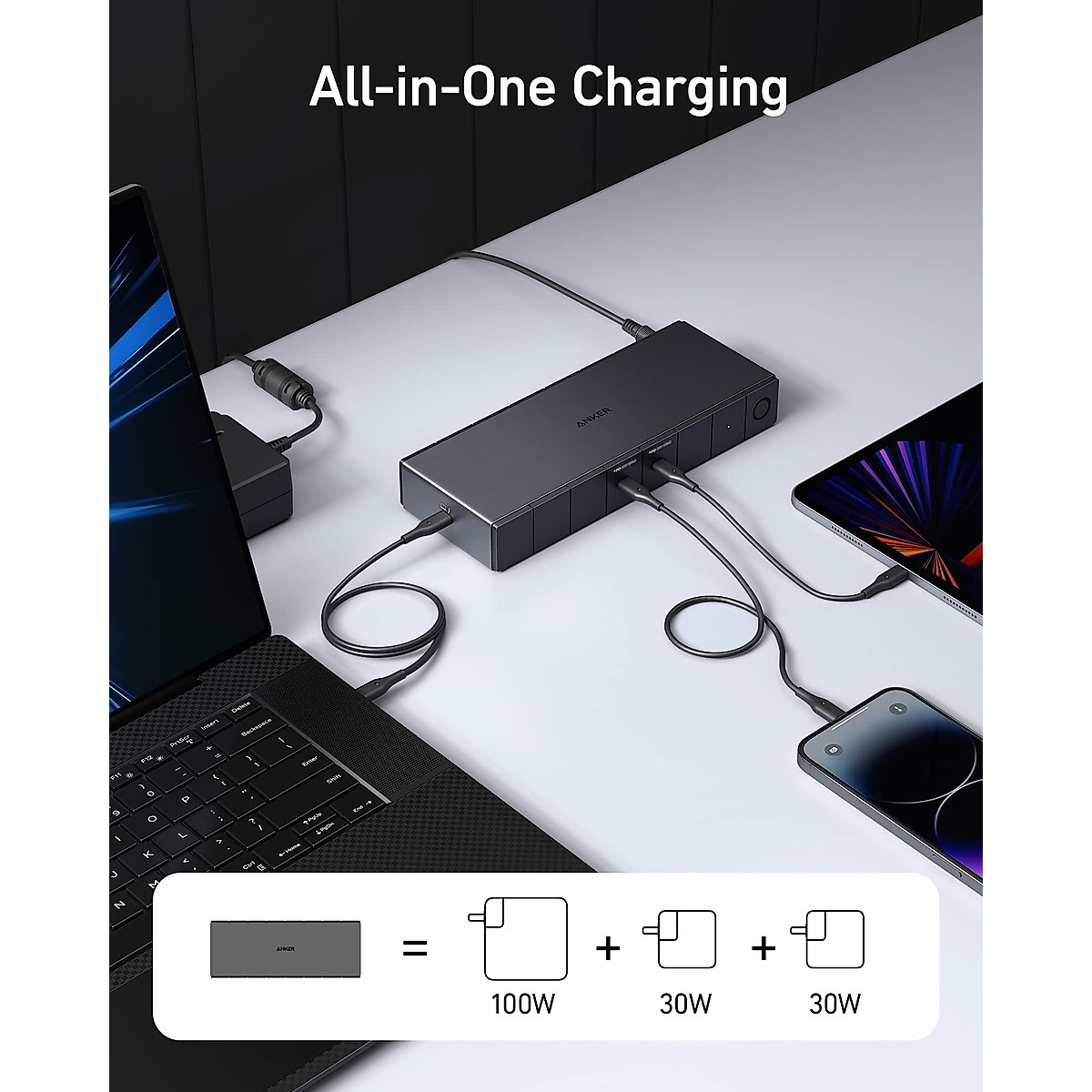 Anker 543 USB C to USB C Cable (140W, 6ft), USB 2.0 Bio-Nylon Charging Cable & Anker 778 Thunderbolt Docking Station (12-in-1, Thunderbolt 4), 40 Gbps with Max 100W Charging
