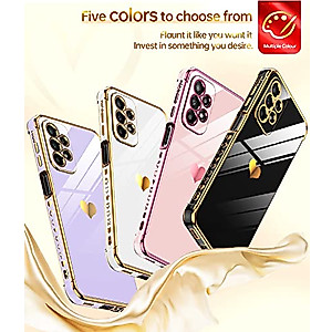 LeYi for Galaxy A23 5G Phone Case: with Screen Protector [2 Pcs]+ Full Camera Protection, Love Heart Plating Girly Women Cute Luxury Soft TPU Case for Samsung A23 5G, Black