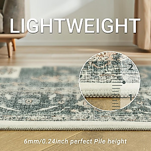 xilixili 8x10 Washable Area Rugs for Living Room - Soft Non-Slip Machine Washable Low Pile Rugs, Large Stain Resistant Home Decor Carpets for Bedroom,Living Room,Dining Room (Blue,8x10)