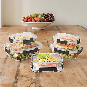 DONQQCC 6 Pack Glass Food Storage Containers, Ideal for Lunch, Meal Prep, Leftovers, Airtight Bento Boxes with Leak Proof Locking Lids, Freezer to Microwave Safe