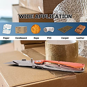 Lichamp 6-Pack Folding Utility Knife Box Cutter with SK2 Blades, Quick Change Razor Knife Utility Pocket Construction Blade Knife, (Black+Silver+Orange, D6M1)