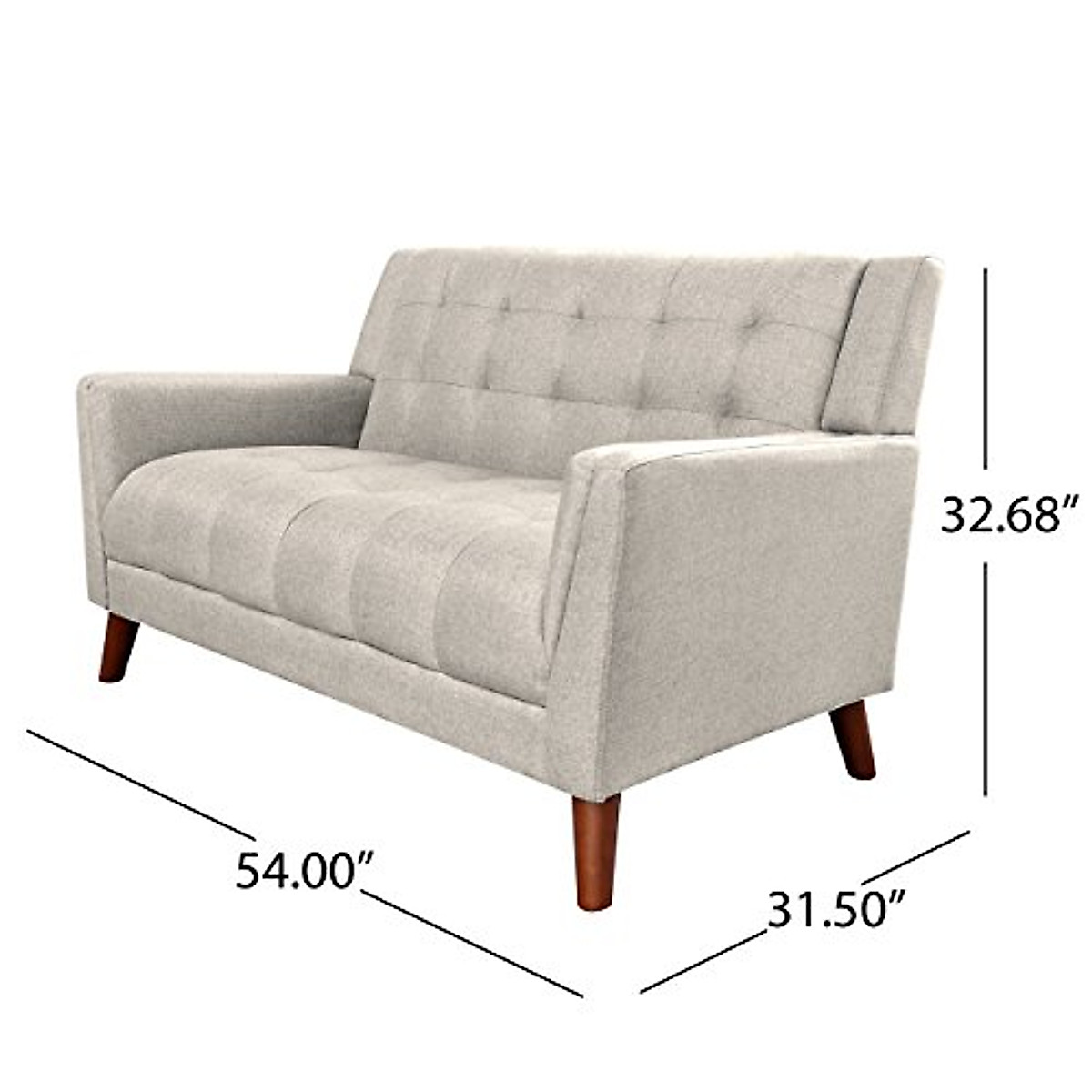 GDFStudio Christopher Knight Home Evelyn Mid Century Modern Fabric Loveseat, Beige