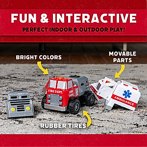 Magnetic Build-A-Truck Fire and Rescue Magnetic Toy Play Set, 6 Pieces