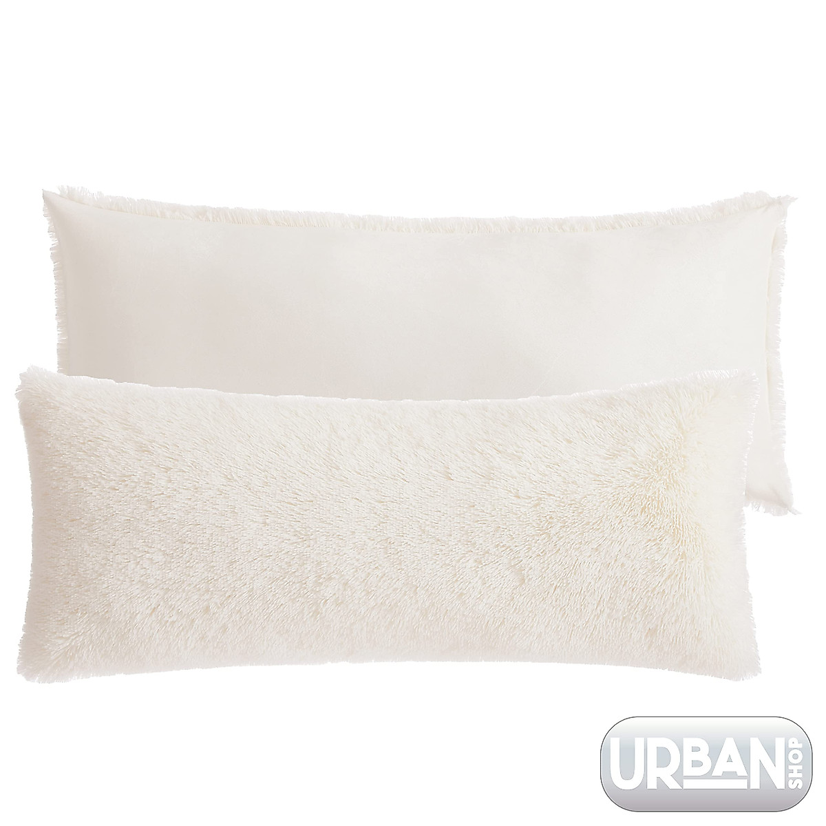 Urban Lifestyle Long Hair Faux Fur Body Pillow, 20"x48", Ivory