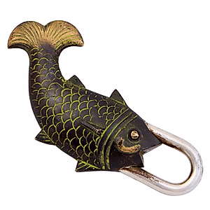 Functional Brass Fish Pad Lock is 2.5" Width and 7" Collectible Locks